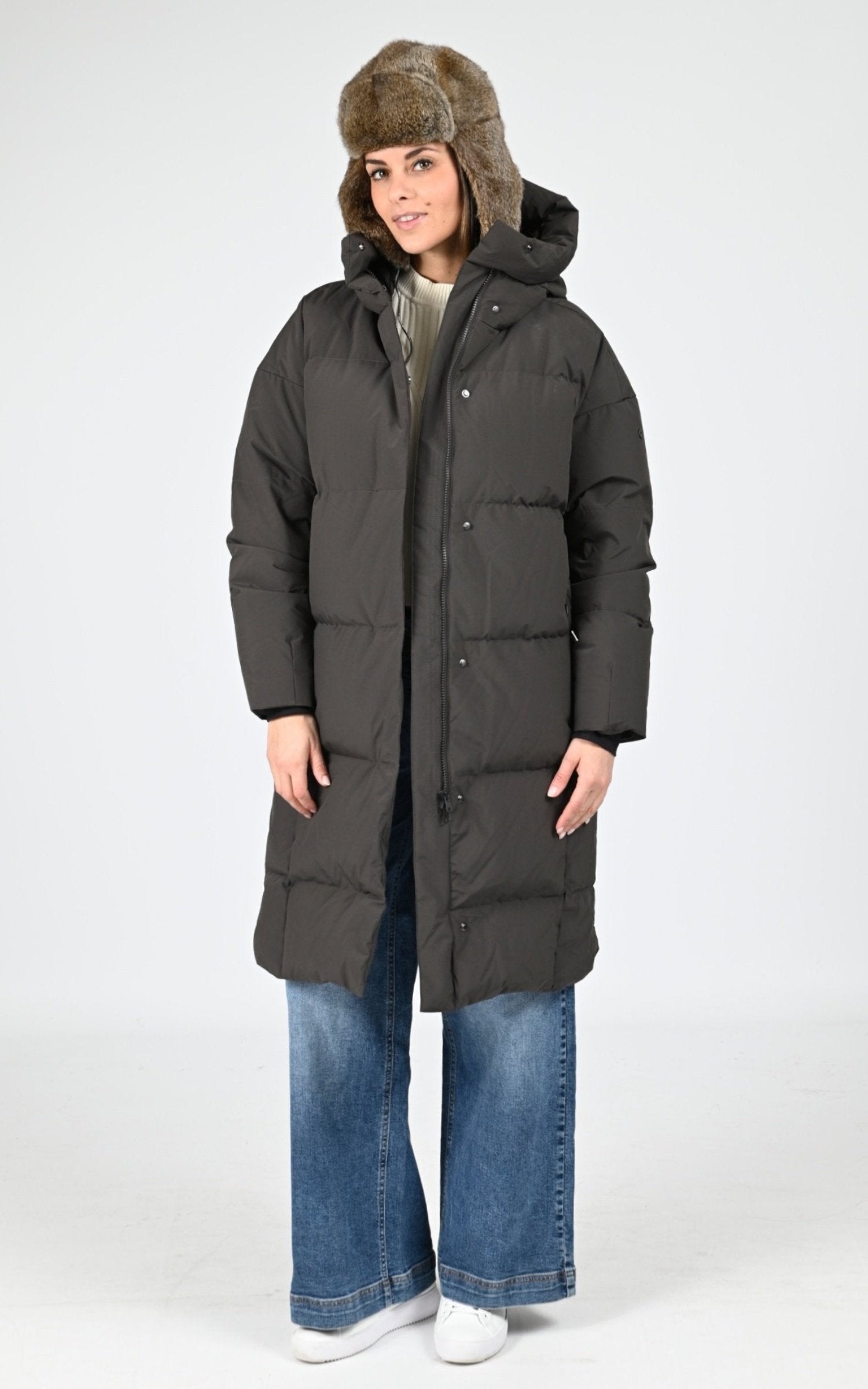 Doudoune longue Swell marron – La Canadienne